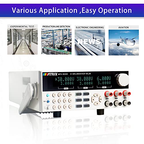 MATRIX MPS3033X Programmable Linear DC Bench Power Supply,3 Channel 0-30V/0-3A Adjustable,Single Channel 0-6V/0-3A Adjustable Regulated Output High Precision 1mV/1mA Resolution Low Ripple and Noise