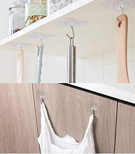 Adhesive Hooks Wall Hooks 14 lb(MAX), Nail Free Heavy Duty Hanger Utility Hooks for Bathroom and Kitchen 16 Packs