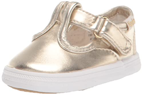 Keds Baby Champion LACE Toe Cap Tstrap Sneaker, Champagne Metallic, 3 US Unisex Infant