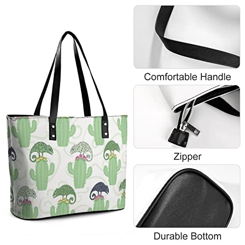 Womens Handbag Cactus Leather Tote Bag Top Handle Satchel Bags For Lady