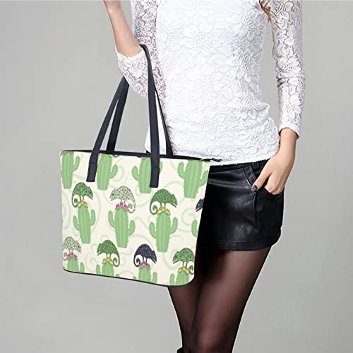 Womens Handbag Cactus Leather Tote Bag Top Handle Satchel Bags For Lady