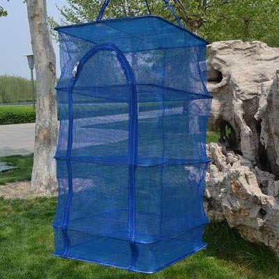 MAHDETP 2.2ft 3 Layer Non-Toxic Nylon Netting Foldable Drying Rack for Fish Vegetables Fruit Herb Practical Hanging Net Dry Cage(15.7 x15.7 x25.6inch)