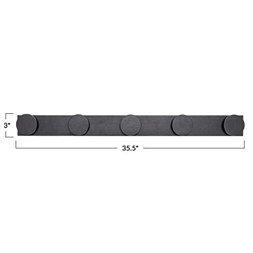 Bloomingville Rubberwood 10 Hooks, Black Wall Décor (AH1672)