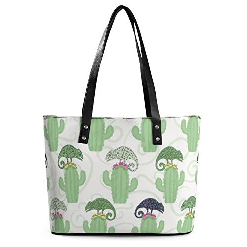 Womens Handbag Cactus Leather Tote Bag Top Handle Satchel Bags For Lady