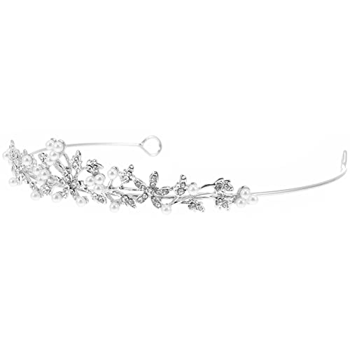 Hairpin 2pcs Tiara Crystal Tiaras Delicate Silver Headdress Hairband Pegeant Hair Women Prom Chic Girls Princess Wedding White Queen Woman Accessory Headband Crowns for Bridal (Color : White, Size : (