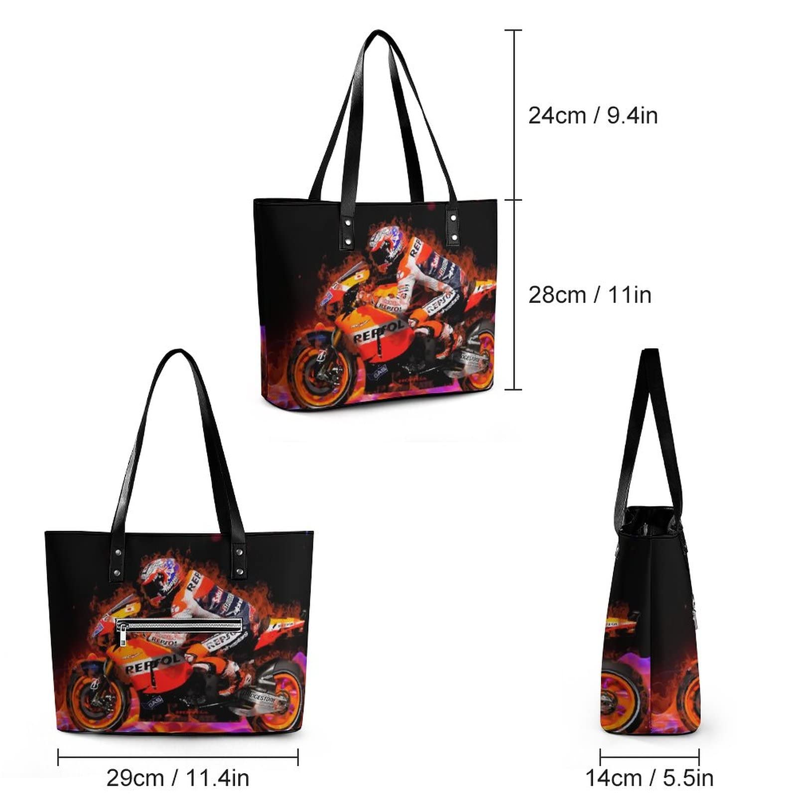 Womens Handbag Motorcycle Motocross Leather Tote Bag Top Handle Satchel Bags For Lady