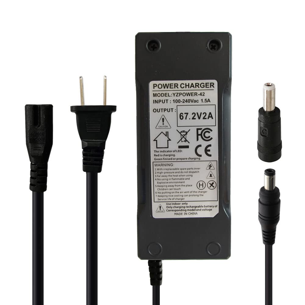 Abakoo 67.2V 2A Adapter Charger for 16S 57.6V 59.2V 64V Lithium Battery Pack with DC 5.5x2.1mm/5.5x2.5mm Plug
