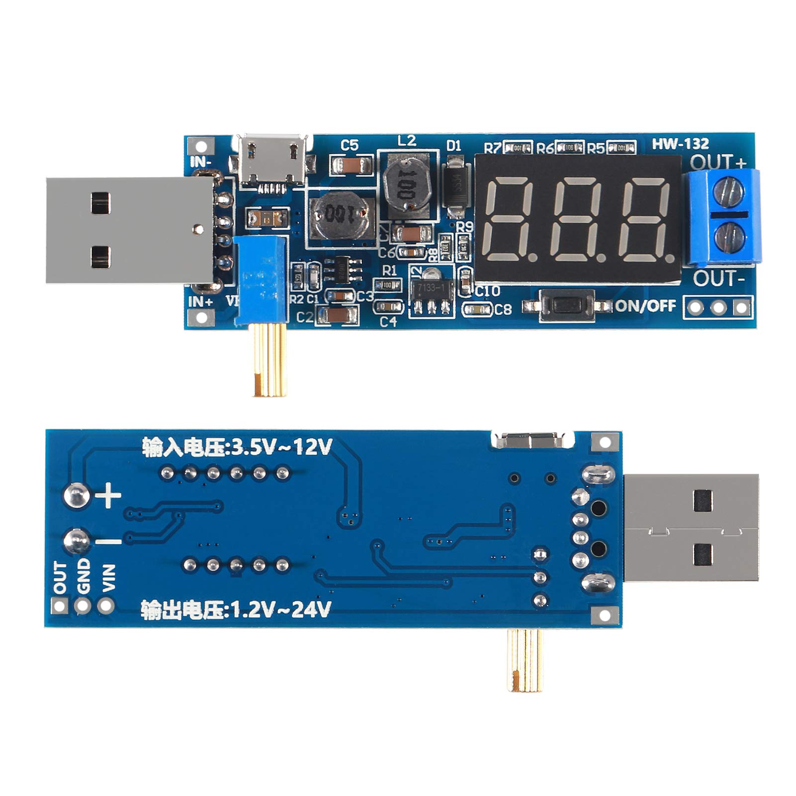 ACEIRMC 6pcs USB Buck Boost Converter 3.5V-12V to 1.2V-24V DC-DC Step Up Step Down Power Supply Module Voltage Regulator 5V to 3.3V 9V 12V 18V 24V