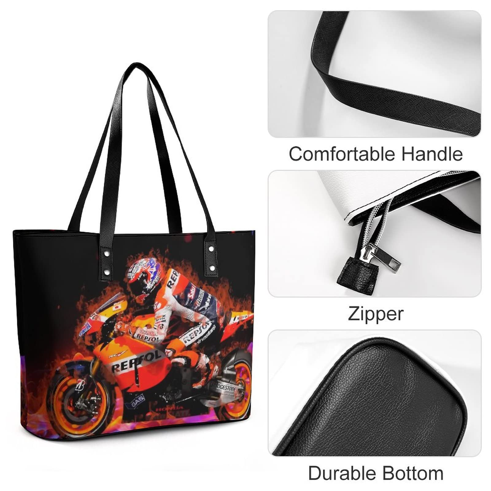 Womens Handbag Motorcycle Motocross Leather Tote Bag Top Handle Satchel Bags For Lady