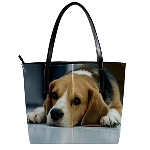 Women's Large Size Canvas Shoulder Bag Hobo Crossbody Handbag Casual Tote, Beagle Dog Animal