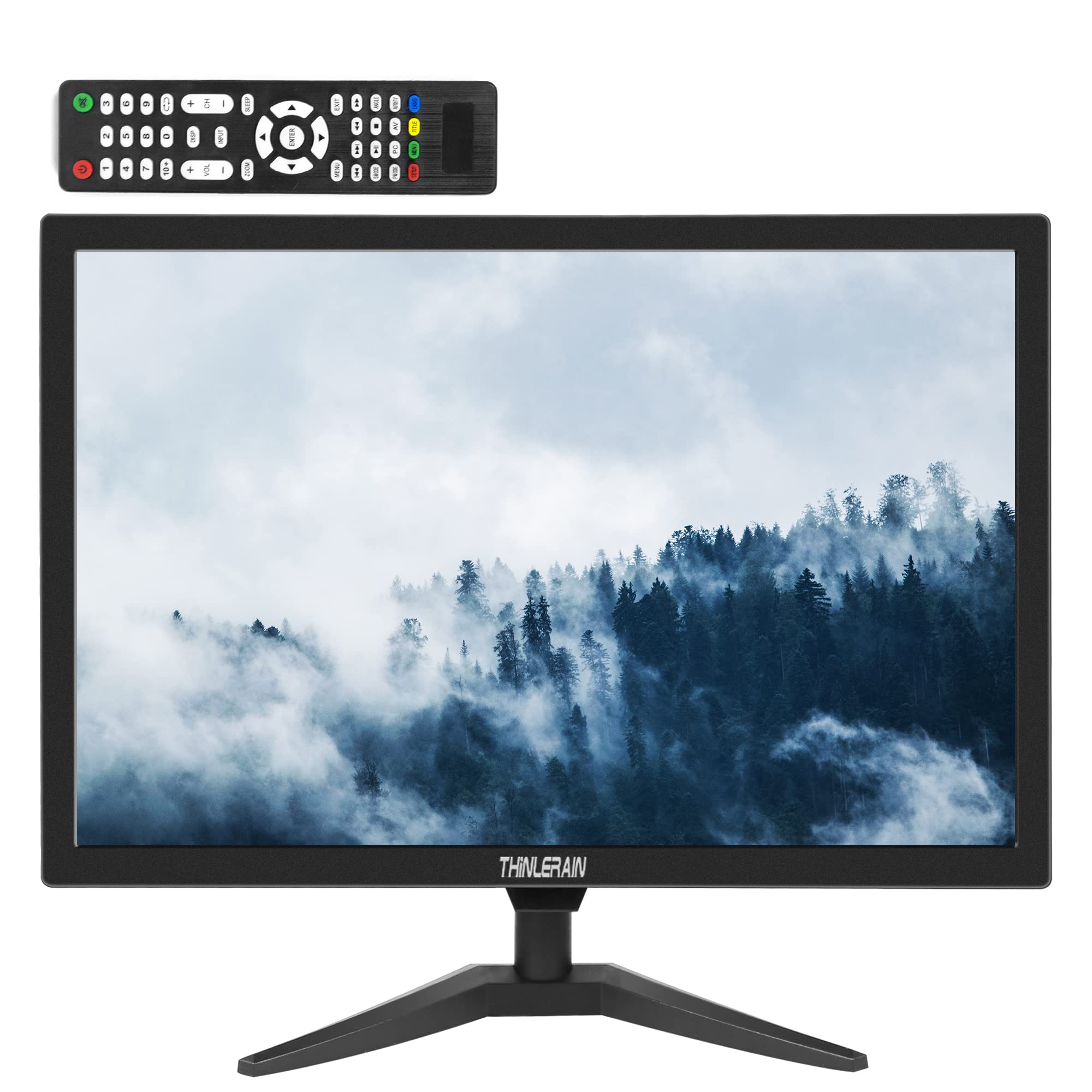 Thinlerain 20" PC Monitor 16:9 1600x900 Kitchen Monitor, LED Monitor Build in Speaker, 5Ms, 60 Hz, VESA Mountable, with VGA HDMI AV BNC USB, for FireStick, Computer, Laptop