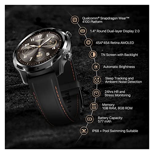 JAITEA Pro 3 GPS Wear OS Smartwatch Men's Sports/Smartwatch Double Layer Display Goldfish Grass Wear 4100 8GB Men