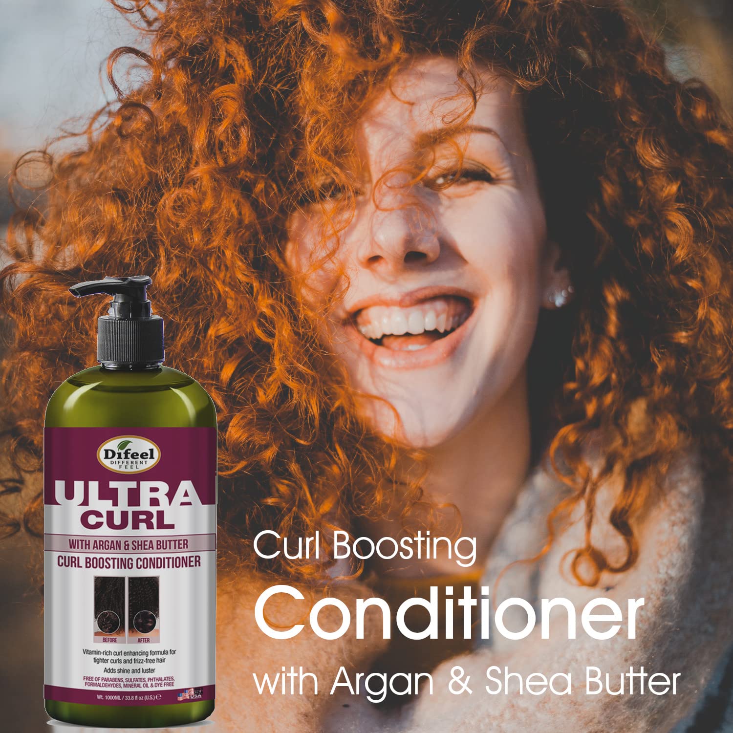 Difeel Ultra Curl with Argan & Shea Butter - Curl Boosting Conditioner 33.8 oz.