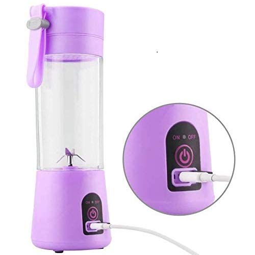 Aizbao Portable Blender, 380ml Six Blades 3D Juice cup, Small Fruit Mixer, Personal Mixer Fruit Rechargeable with USB, Mini Blender for Milk Shakes, Smoothie, Fruit Juice (Light Purple)