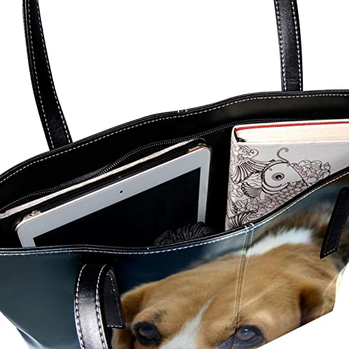 Women's Large Size Canvas Shoulder Bag Hobo Crossbody Handbag Casual Tote, Beagle Dog Animal