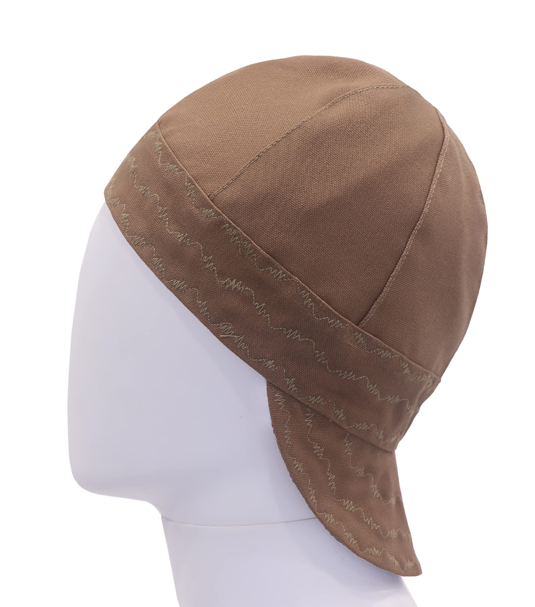 BOCOMAL Welding Cap HRC2 Flame Resistant 10OZ Durable Cotton Duck 2 Sided 6 Pannel Welder Hats 7 3/8 Brown