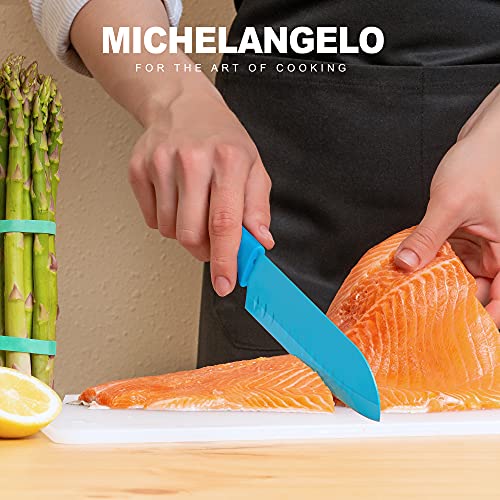 MICHELANGELO Kitchen Knife Set 10 Piece, Rainbow Knife Set for Kitchen, High Carbon Stainless Steel Kitchen Knives Set, Dishwasher Safe, Colorful Knife Set- 5 Knives and 5 Knife Covers