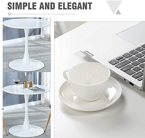 OTFPLUS White Round Dining Table, Modern Tulip Dining Room Table for 2-4 People, Circle Coffee Table Small Minimalist Kitchen Furniture, MDF Top, Metal Pedestal Base, 31.5 W, 28.7 H