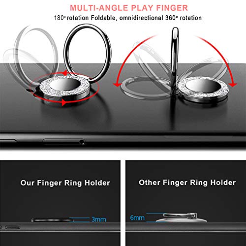 RXKEJI Cell Phone Ring Stand Finger Holder Sparkle Glitter Grip Kickstand Compatible with Universal Tablet iPad Smartphone iPhone 12 11 Pro Xs Max XR 7 8 Plus Samsung Galaxy S10 S20 Note 20 Red