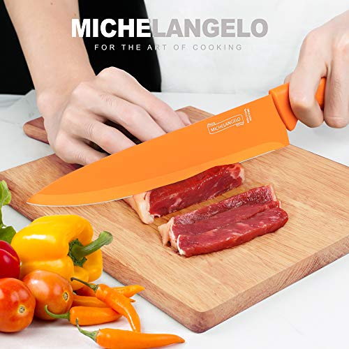MICHELANGELO Kitchen Knife Set 10 Piece, Rainbow Knife Set for Kitchen, High Carbon Stainless Steel Kitchen Knives Set, Dishwasher Safe, Colorful Knife Set- 5 Knives and 5 Knife Covers
