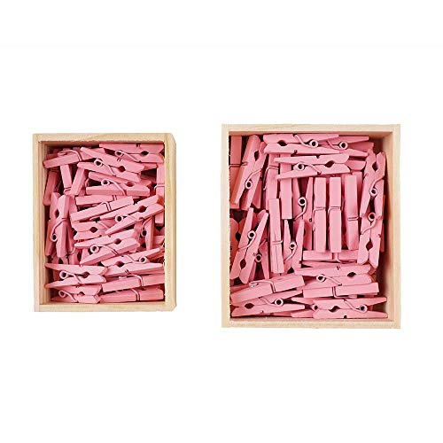 DCRAFTSUPPLY 50 Pcs Mini Craft Clothespins Wood 1" Multi Color Wooden Peg Photo Paper Clothespin Craft Clips Party Favor