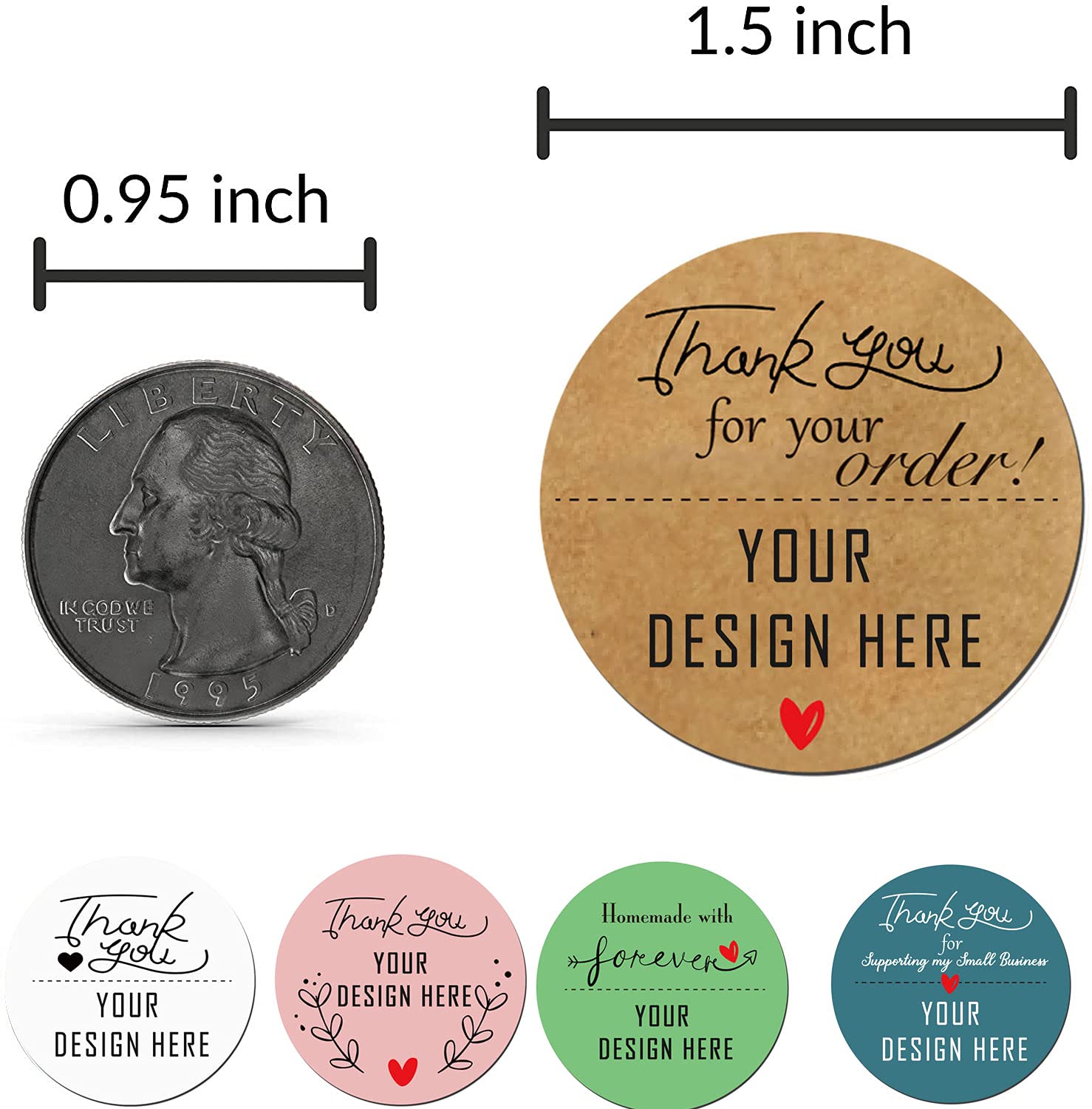 Inshoney Custom Stickers Thank You for Your Order Stickers Lables Personalized Sticker for Business Logo 1.5inch, 2inch, 100pcs,200pcs