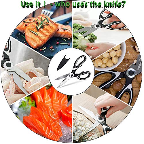JUBAAY Kitchen scissors Upgraded version with blade cover, used to cut chicken, poultry, fish, Quality stainless steel Can cut bones easily Make your meal preparation easierā¦