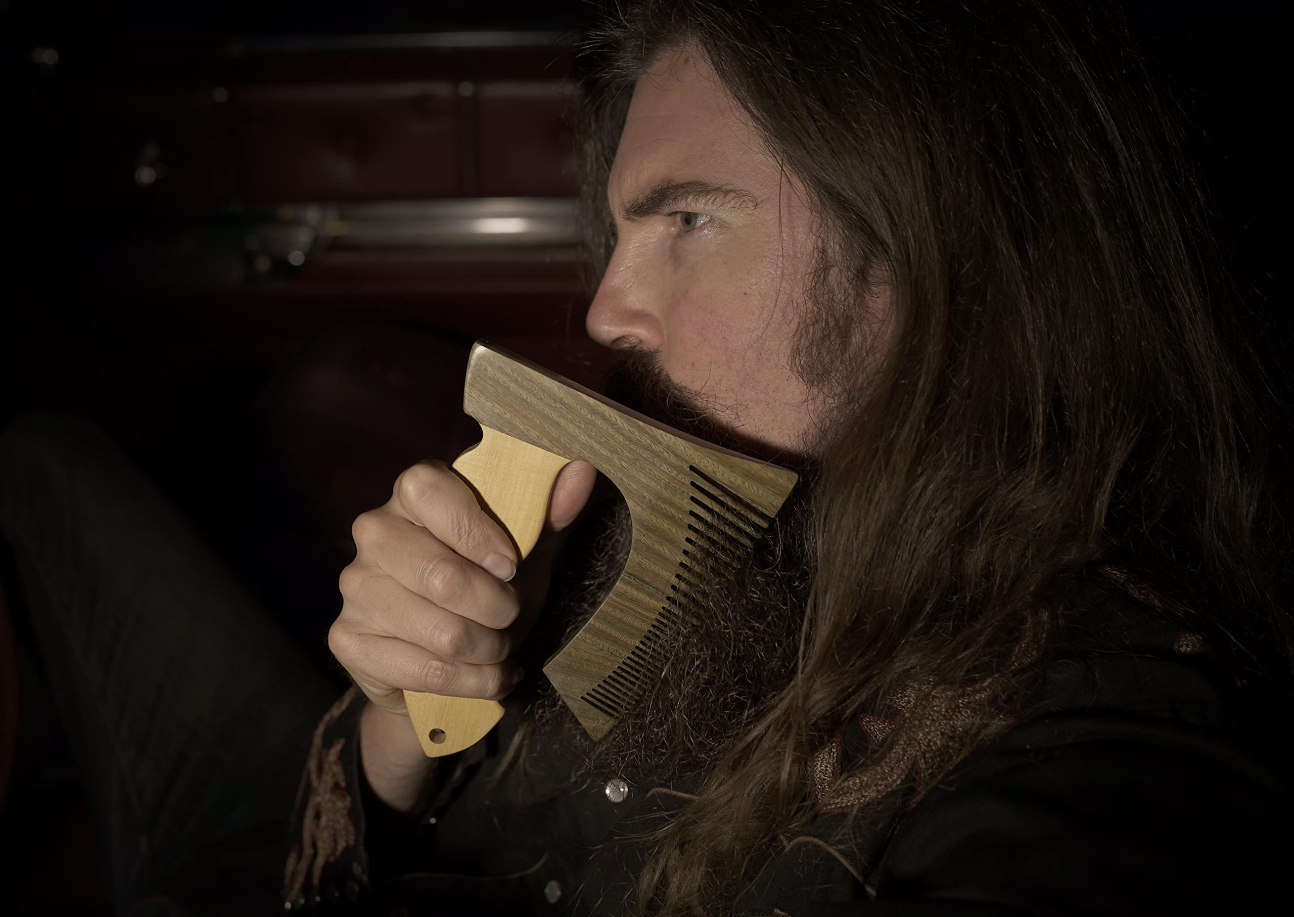 THE BEARDED AXE BEARD COMB | Original | Green Sandalwood/Boxwood | Artisan Crafted & Handmade