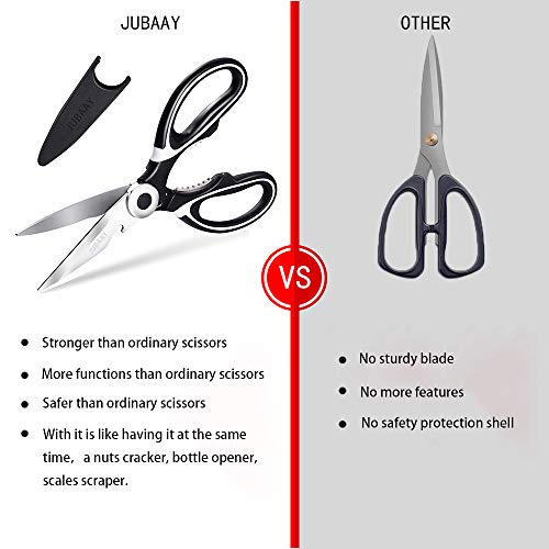 JUBAAY Kitchen scissors Upgraded version with blade cover, used to cut chicken, poultry, fish, Quality stainless steel Can cut bones easily Make your meal preparation easierā¦