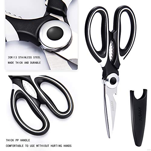 JUBAAY Kitchen scissors Upgraded version with blade cover, used to cut chicken, poultry, fish, Quality stainless steel Can cut bones easily Make your meal preparation easierā¦
