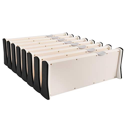 RealPlus 8 Pack of Plastic Drawer Dividers Organizer Separators Adjustable from 11-17 Inches for Bedroom,Closet,Baby Drawer,Dresser,Office,Kitchen Storage