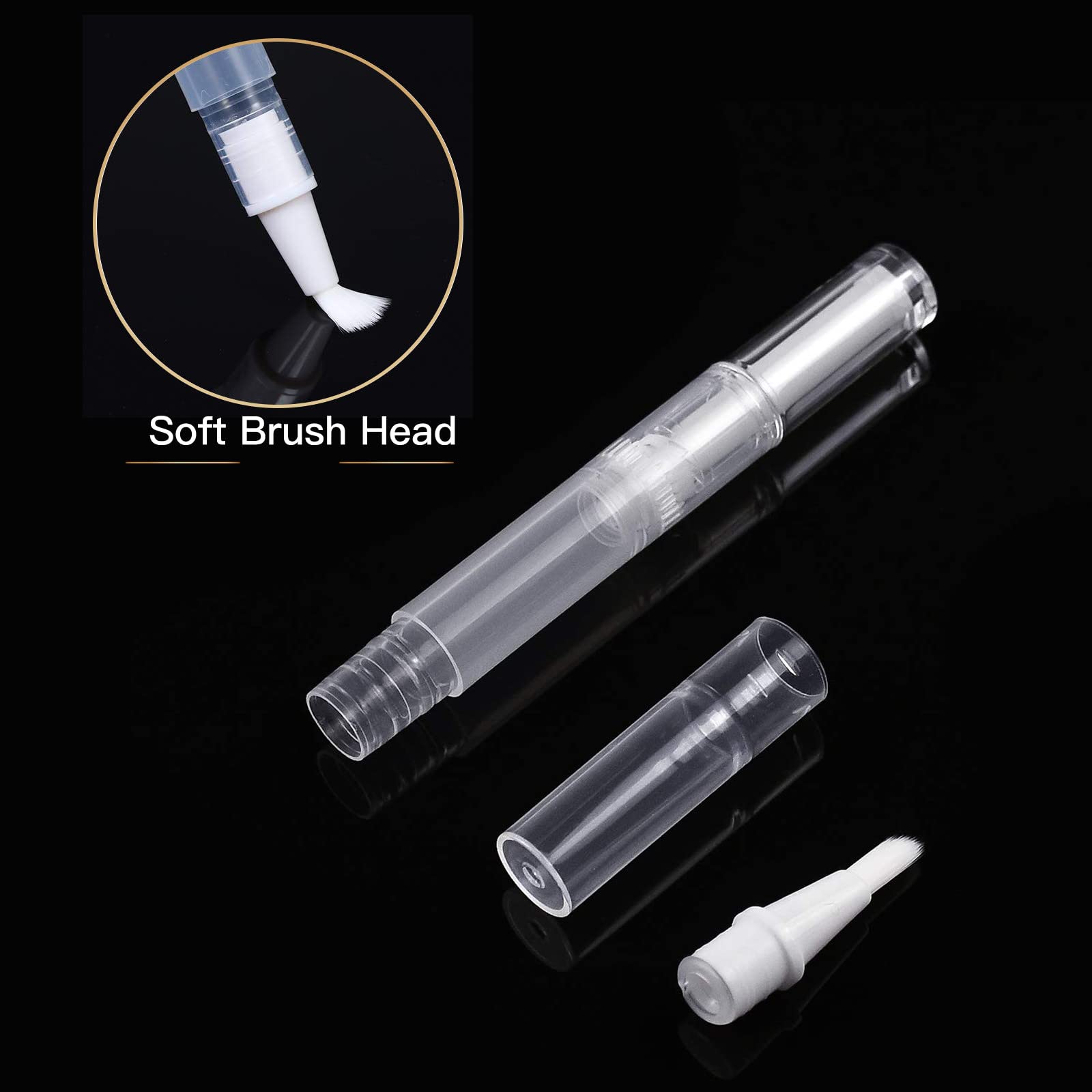 WEBBYBEAR 40 Pieces 3 ml Cuticle Oil Pen, Empty Nail Oil Pen, Transparent Twist Pens with Brush Tip, Cosmetic Lip Gloss Containers Eyelash Growth Liquid Tube, with 3 Stickers
