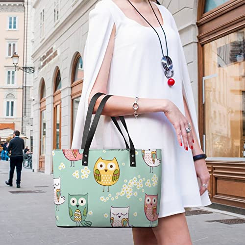 Womens Handbag Owls Leather Tote Bag Top Handle Satchel Bags For Lady