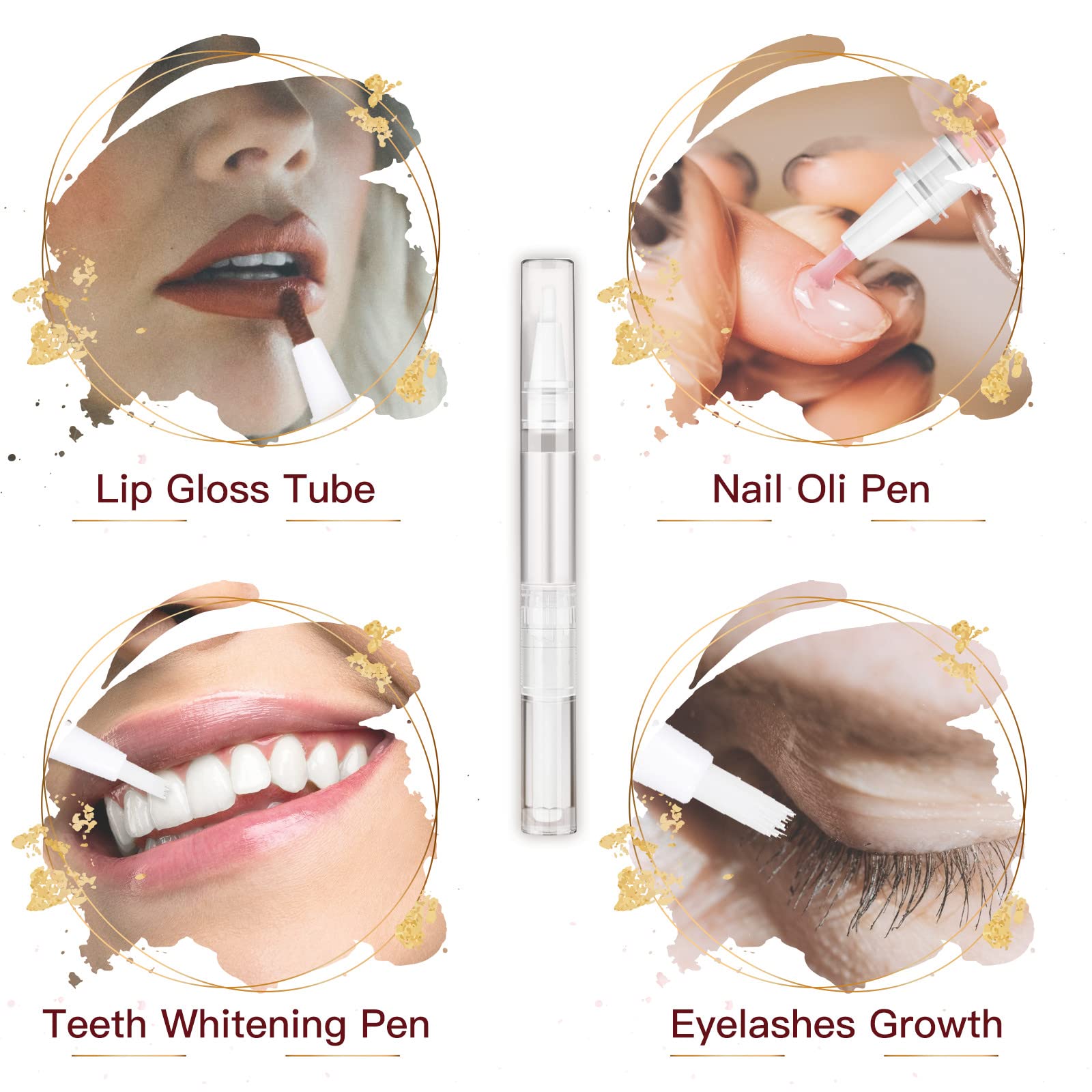 WEBBYBEAR 40 Pieces 3 ml Cuticle Oil Pen, Empty Nail Oil Pen, Transparent Twist Pens with Brush Tip, Cosmetic Lip Gloss Containers Eyelash Growth Liquid Tube, with 3 Stickers