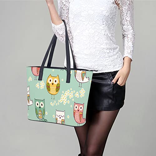 Womens Handbag Owls Leather Tote Bag Top Handle Satchel Bags For Lady
