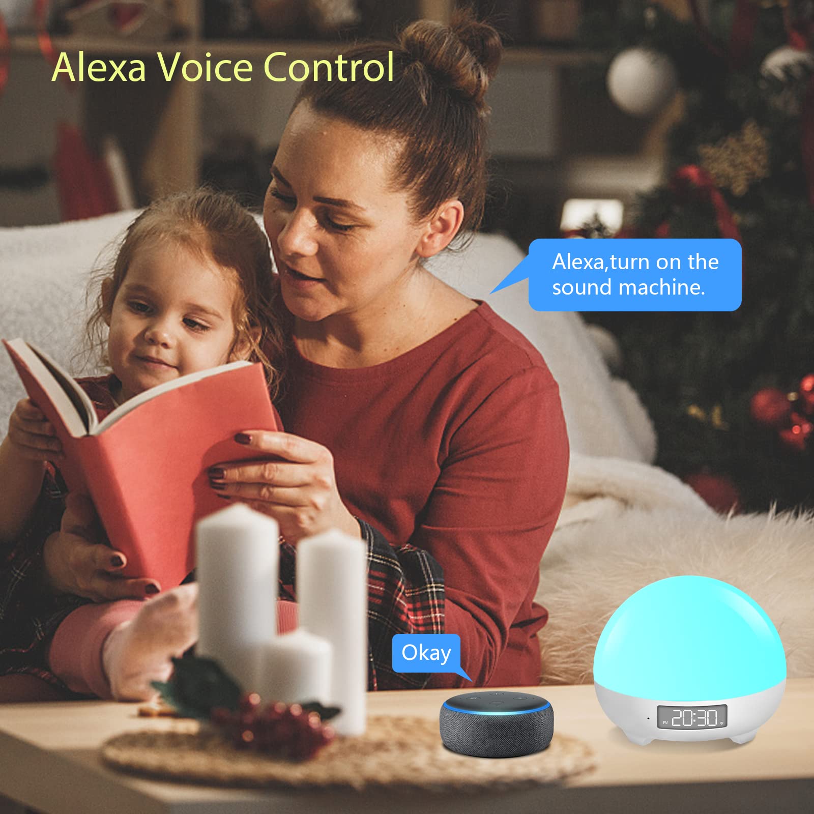 Panamalar Smart Sound Machine 2 in 1 WiFi White Noise Machine with Night Light 16 Million Colors for Baby Adults Kids, 34 Soothing Sound Sleeping Maker with Baby Cry Detection/Alexa/App/Dimming/Timer
