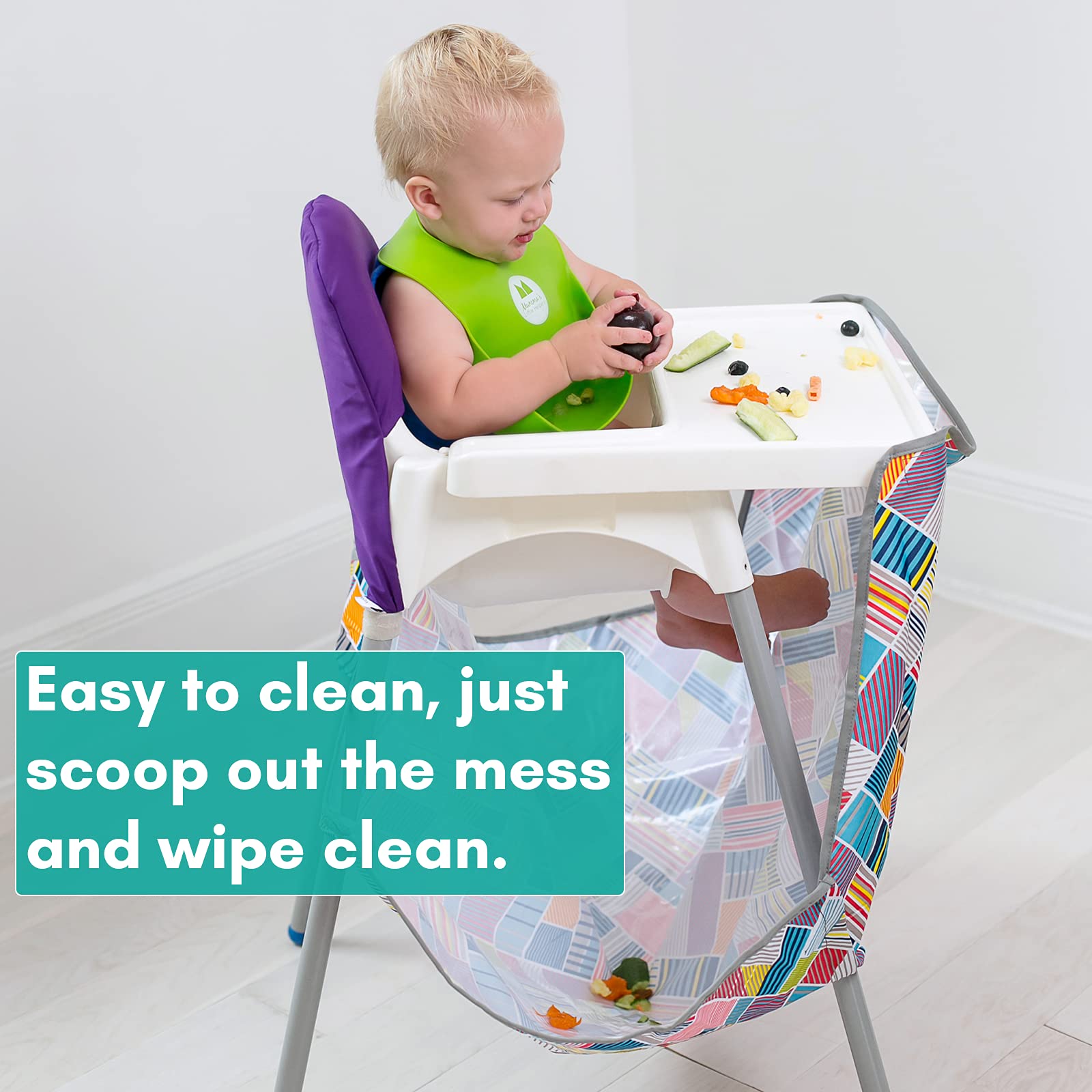 Splat Mat Under High Chair Food & Mess Catcher (Light Blue)