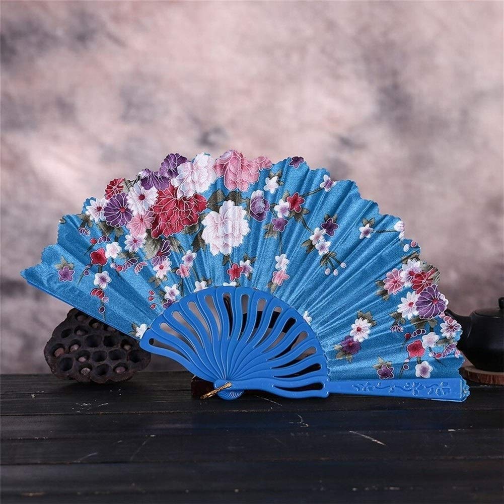 HRANG Hand Fan Folding Fan,Hand-held Fan,Wedding Folding Fan Chinese Style Dance Wedding Party Lace Silk Folding Hand Flower Fan Fans Hand Paper Folding Props Vintage Style