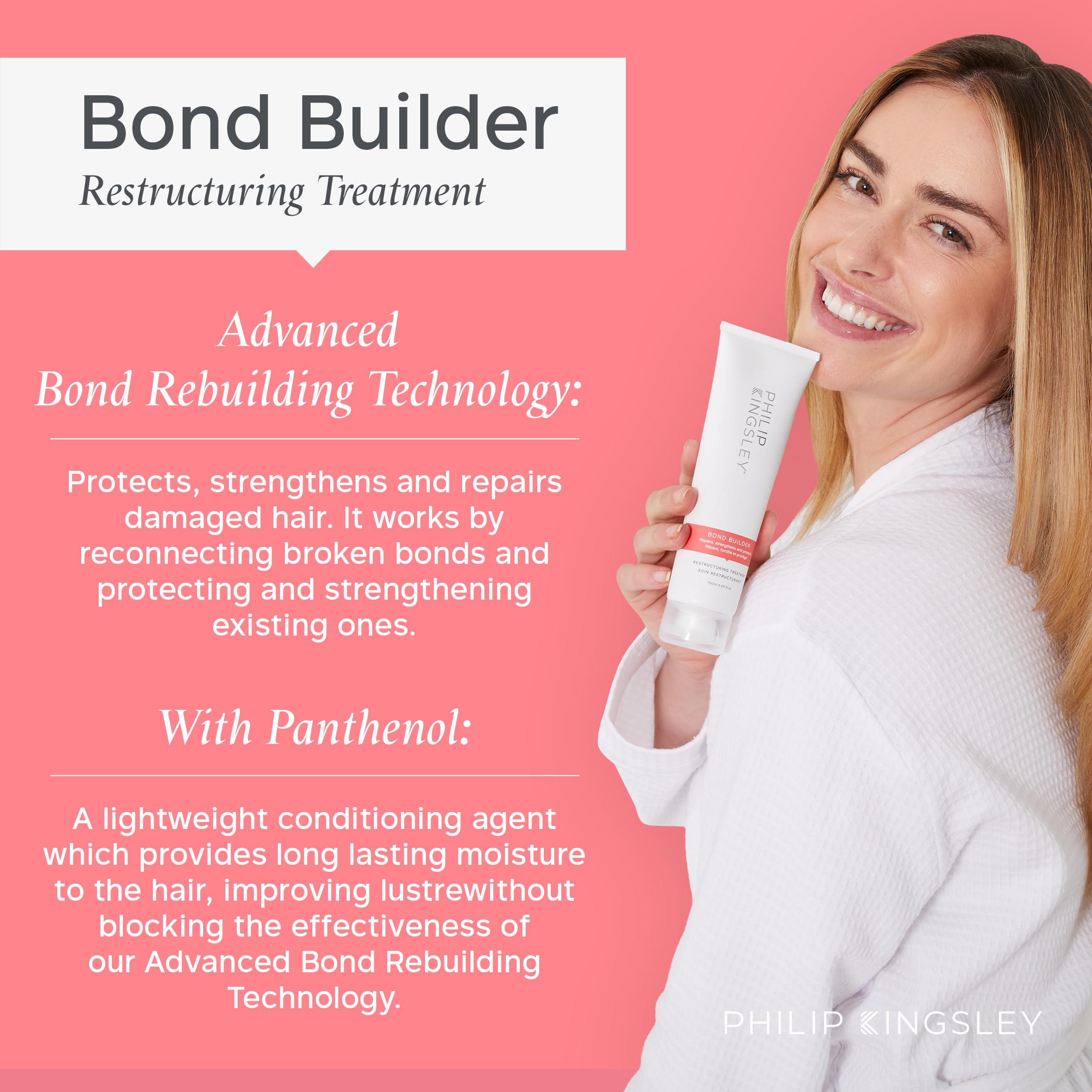 PHILIP KINGSLEY | Bond Builder Restructuring Treatment Hair Repair Mask | Treatment for Damaged, Bleached, Colored Hair | Breakage and Split Ends Treatment | 5.07oz