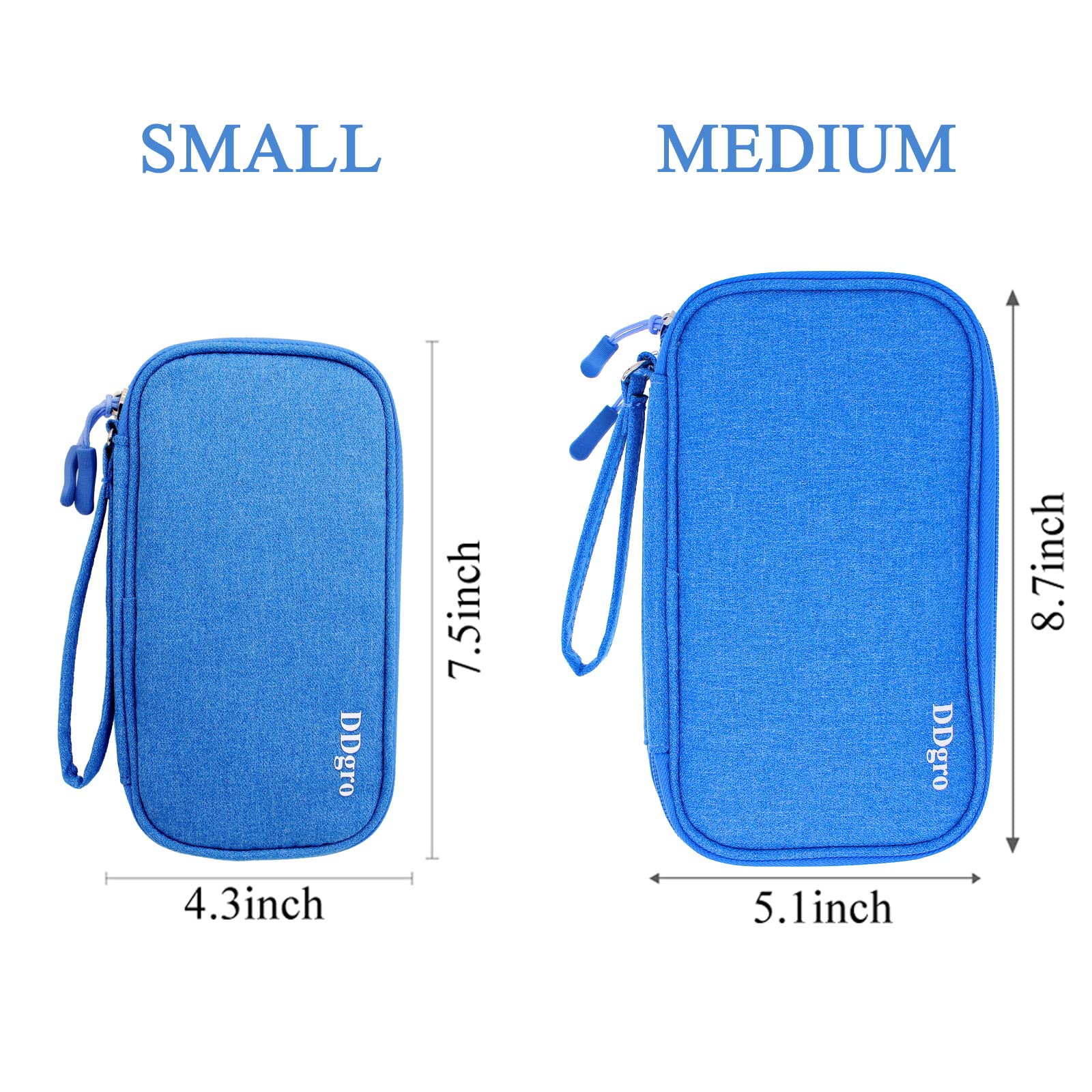 DDgro Tech Accessories Organizer Electronic Pouch Travel Bag for Keeping iPhone Charger Mobile Hard Disk Cable Cord Mouse Earphone Pens Certificates (Medium, Azure Blue)
