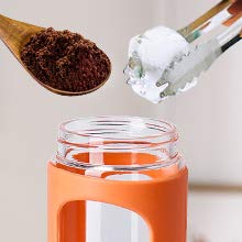Kodrine Glass tumbler with straw and lid 20oz Glass Smoothie Cup with Silicone Protective Sleeve PBA FREE (Amber, Hollow Silicone Sleeve+Reusable Metal Straw)