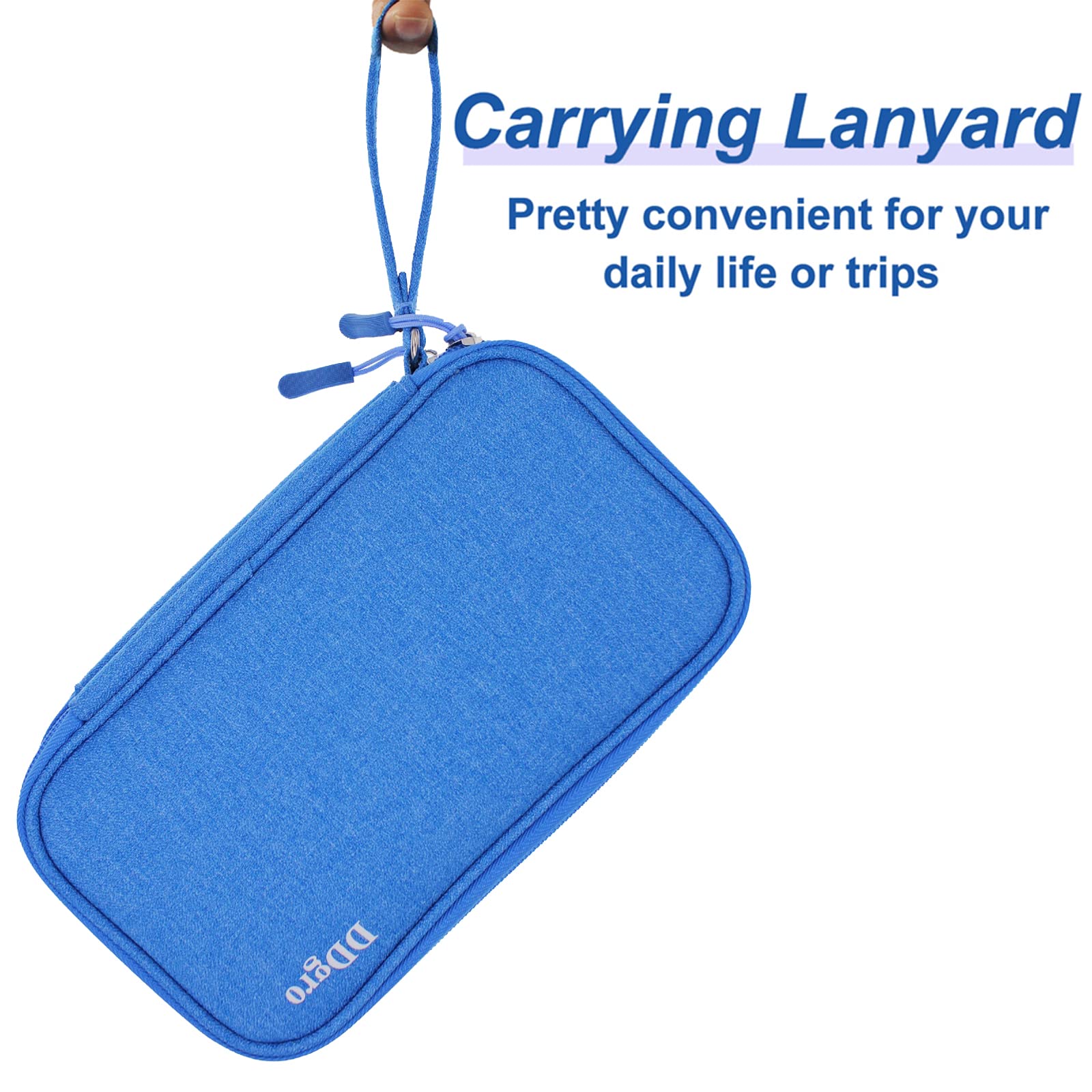 DDgro Tech Accessories Organizer Electronic Pouch Travel Bag for Keeping iPhone Charger Mobile Hard Disk Cable Cord Mouse Earphone Pens Certificates (Medium, Azure Blue)