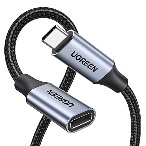 UGREEN USB C Extension Cable 3.3FT, USB C 3.2 Extender Nylon Braided Type C Male to Female Cord 100W Charging 10Gbps Transfer Compatible with Steam Deck, Hubs, MacBook Mini 2023/Pro, iPad, etc