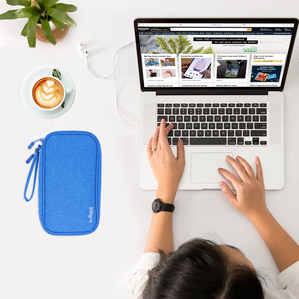 DDgro Tech Accessories Organizer Electronic Pouch Travel Bag for Keeping iPhone Charger Mobile Hard Disk Cable Cord Mouse Earphone Pens Certificates (Medium, Azure Blue)