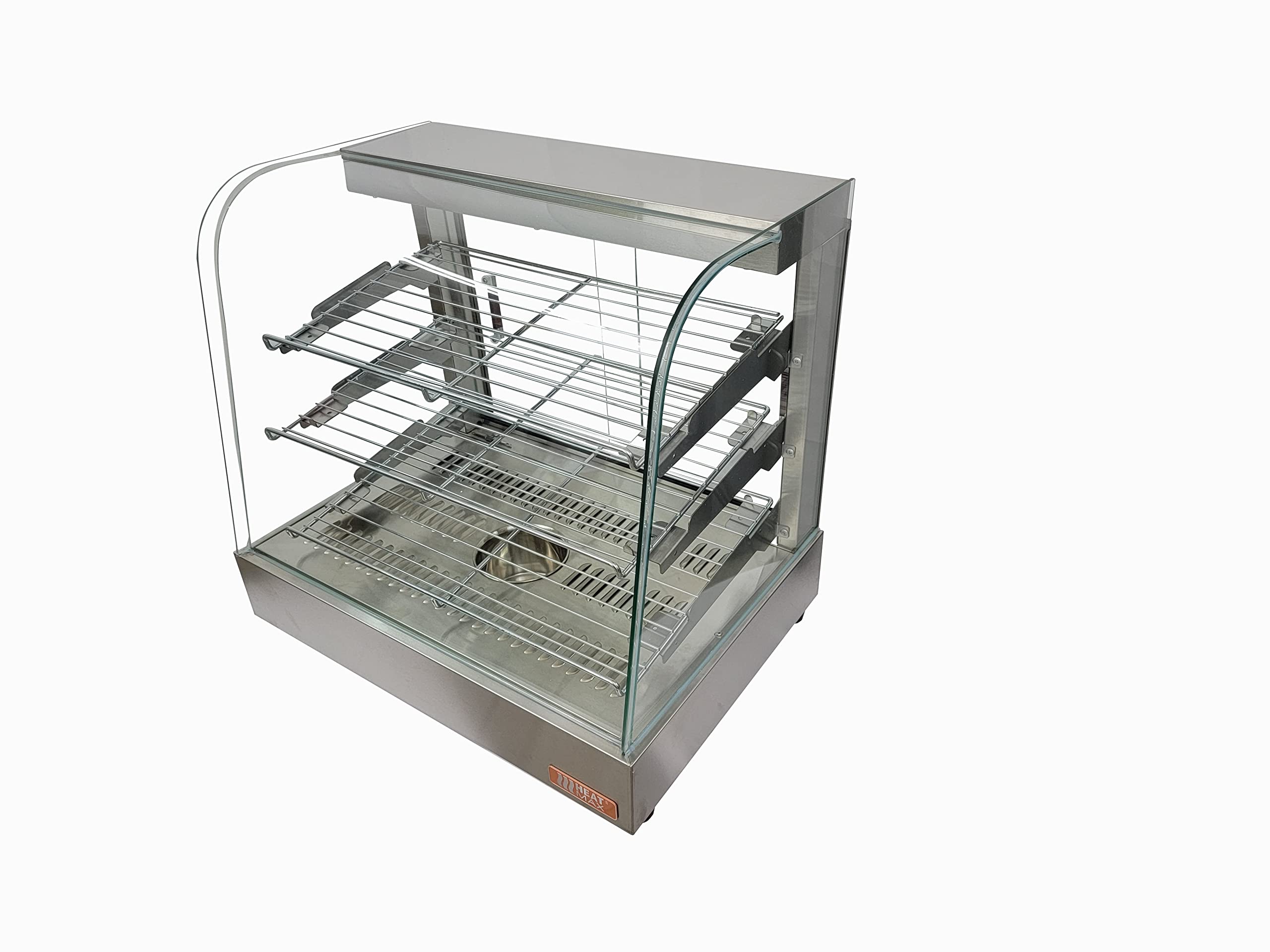 HeatMax 251823 Commercial Electric Stainless & Curved Glass Food Warmer Display Case for Pizza, Chicken, Burgers, Patties, Empanadas or any Hot Food