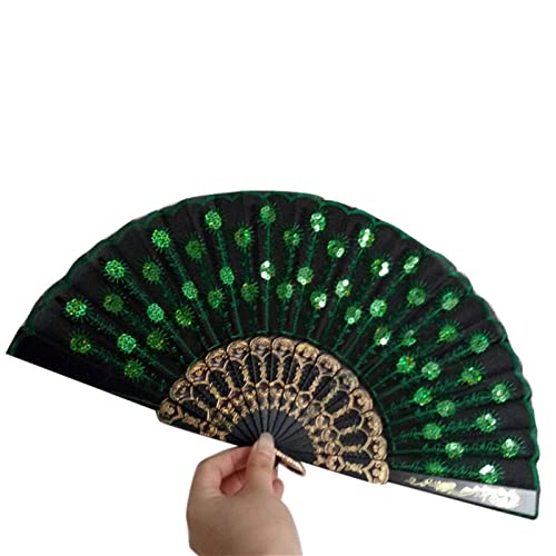 Folding Hand Fan Pattern Spanish Lace Silk Folding Hand Held Dance Fan Flower Silk Wedding Hand Fan Cool Bamboo Flower Hand Fans Personalized Decorative Fan (Color : G)