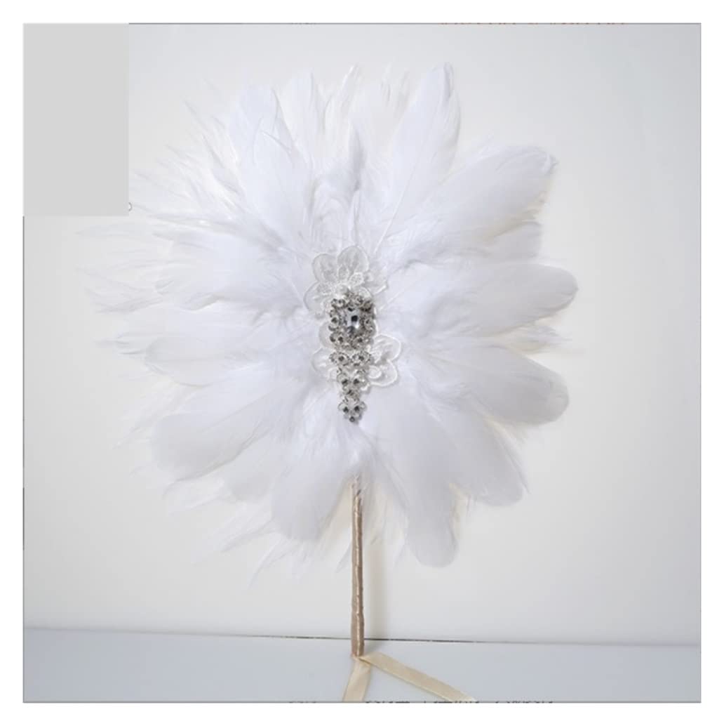 HRANG Chinese Fan Folding Hand Fan Bridal Feather Bouquet Decorative Fan Crystal Bridesmaid Wedding Bouquet Flapper Folding Fan Paper Fan Hand Folding Fans Vintage Style