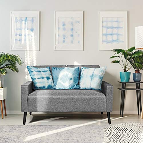 POWERSTONE Mid-Century Loveseat Fabric Modern Upholstered Sofa Couch with Removable Thick Backrest Elastic Cushion 2-Seat Armchair for Living Room Office