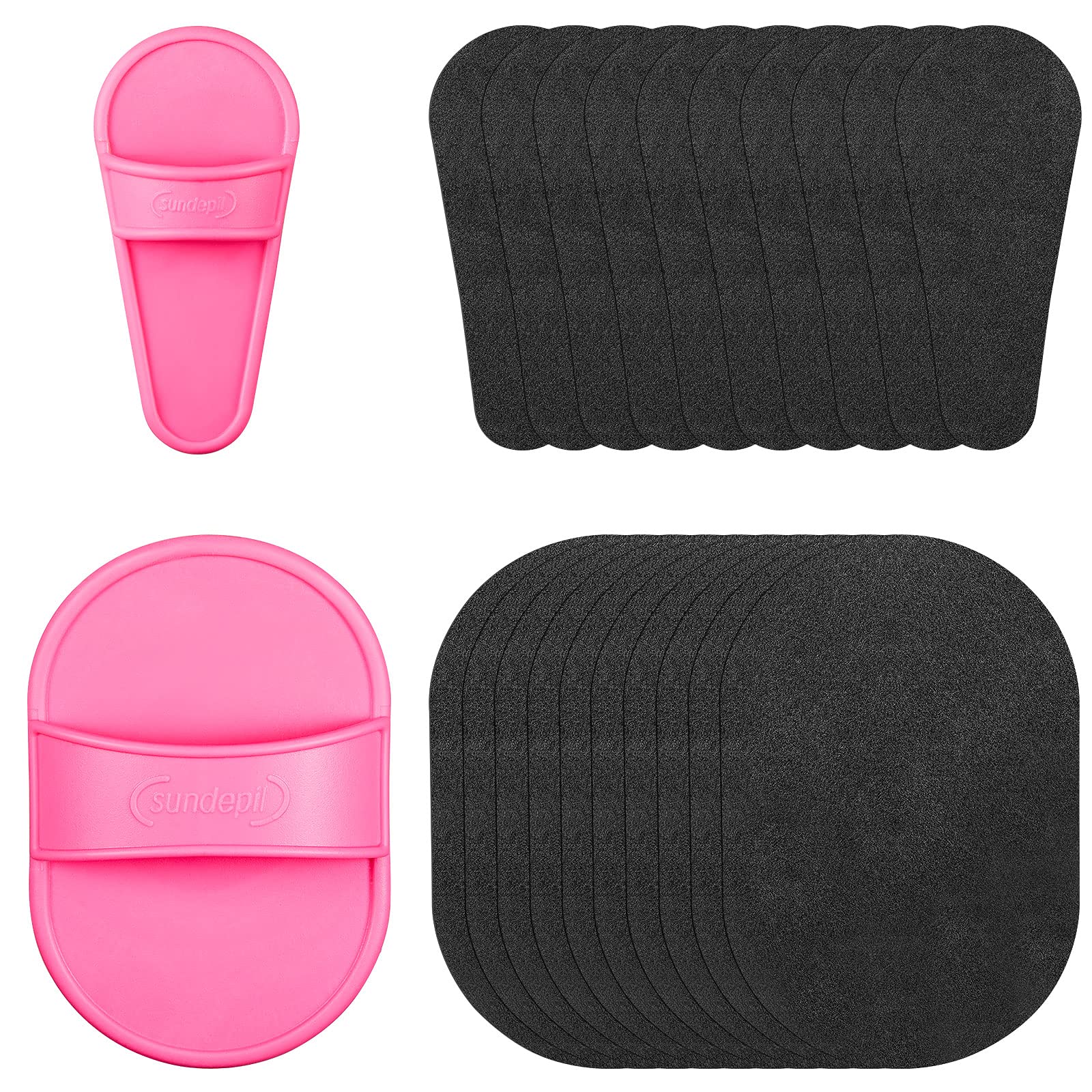 Chengu 202 Pcs Hair Removal Pad Sets Smooth Away Hair Removal Kit 2 Sizes Skin Pad and 200 Pcs Exfoliation Fine Sandpaper for Women Skin Care
