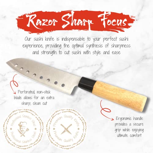Sushi Making Kit - Premium Kanpeki Living 22 Piece Sushi Set With Chef Knife, Bamboo Mat, Bazooka Roller, Rice Mold Rice Paddle and Spreader Chopsticks eBook DIY Sushi Maker Kit for Beginners and Pros
